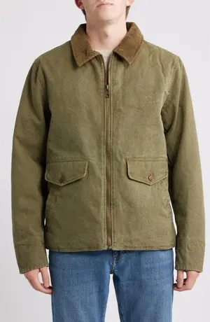 SCHOTT Countryman's Sunset Cotton Canvas Zip-up Jacket - Olive
