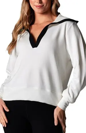 TAVI Cozy Collared Sweatshirt - Coconut Ebony