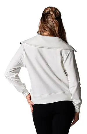 TAVI Cozy Collared Sweatshirt - Coconut Ebony
