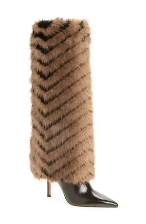 Steve Madden Icon Faux Fur Knee High Boot Blk/tan