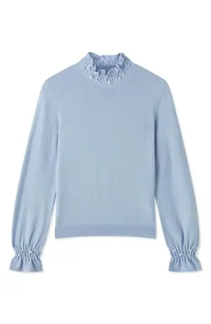 LK BENNETT Vera Faux Pearl Accent Ruffle Sweater
