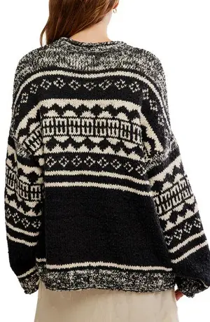 Free People Dani Oversized Cotton-blend Sweater - Black Combo