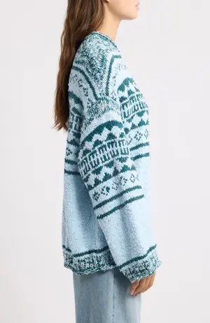 Free People Dani Oversized Cotton-blend Sweater - Dew Shine Combo