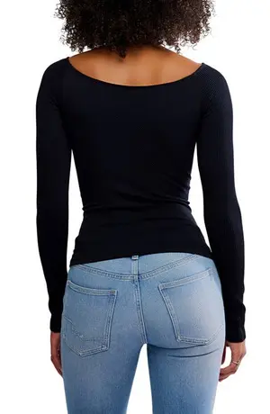 Free People Ribbed Long Sleeve Top
