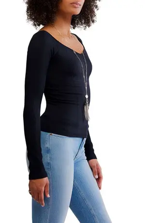 Free People Ribbed Long Sleeve Top