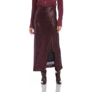 Fifteen Twenty Sequin High-waisted Midi Skirt With Slit