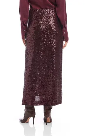 Fifteen Twenty Sequin High-waisted Midi Skirt With Slit