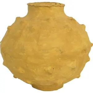 STORIED HOME Decorative Paper Mache Vase - Mustard