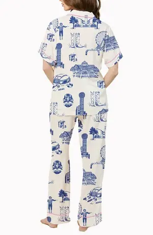 KATIE KIME Dallas Toile Pajama Set - Navy