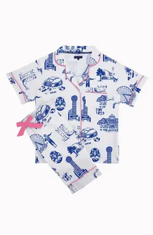 KATIE KIME Dallas Toile Pajama Set - Navy