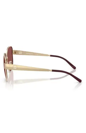 Tory Burch Irregular Sunglasses - Brushed Light Gold/wine