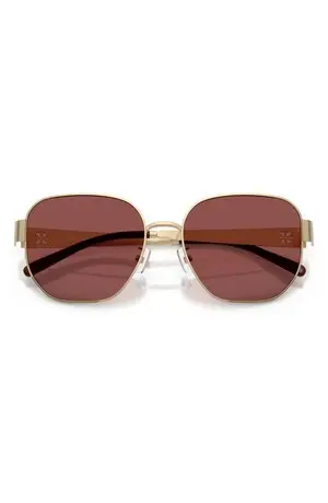Tory Burch Irregular Sunglasses - Brushed Light Gold/wine