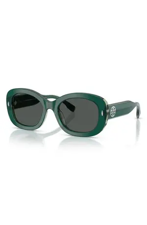 Tory Burch 52mm Oval Sunglasses - Dark Green/sage/dark Grey