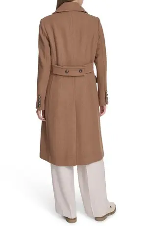 KENNETH COLE Wool-blend Double-breasted Coat - Camel