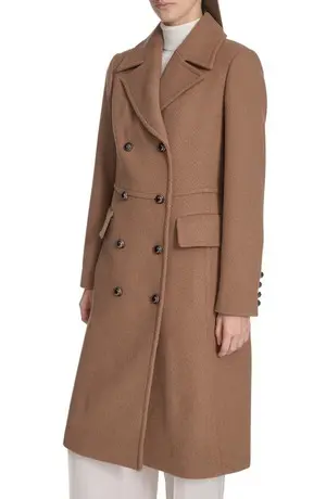 KENNETH COLE Wool-blend Double-breasted Coat - Camel