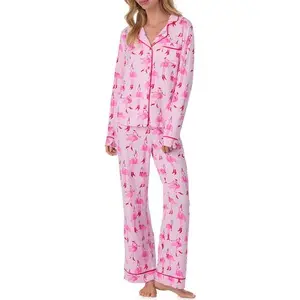 ROOM SERVICE Long Sleeve Print Pajamas - Pink Print