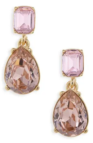 Oscar De La Renta Crystal Drop Earrings - Rose