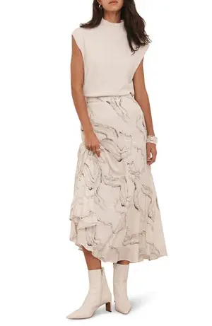 Mint Velvet Marble Print Midi Skirt