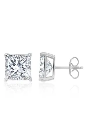 CRISLU Cubic Zirconia Square Stud Earrings - Platinum