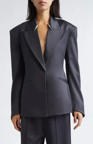 GRACE LING Fangs Single-breasted Wool-blend Blazer