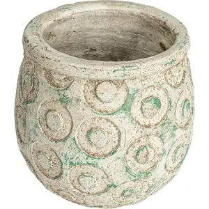 STORIED HOME Debossed Circles Terra-cotta Planter - Green