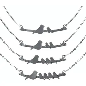 UNCOMMON GOODS Mother Nestling Birds Necklace - 4 Babies