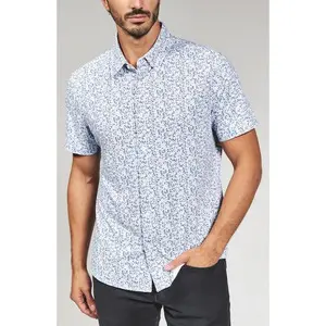 7 Diamonds Mercer Floral Short Sleeve Button-up Shirt - Light Blue