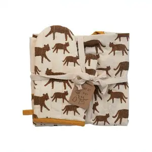 STORIED HOME Cotton Child Apron With Jaguars - Brown