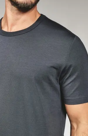 7 Diamonds Stretch Cotton & Modal Performance Crewneck T-shirt - Charcoal