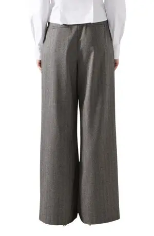 LK BENNETT Liz Wide-leg Herringbone Trousers