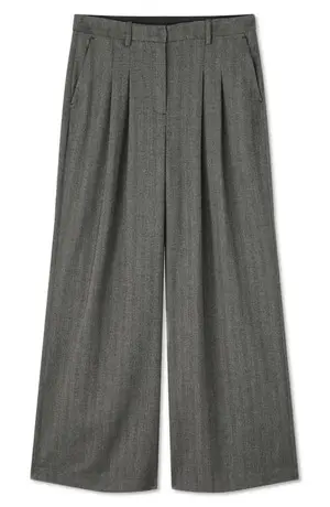 LK BENNETT Liz Wide-leg Herringbone Trousers