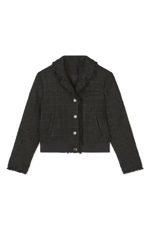 LK BENNETT Pip Tweed Trim Bomber Jacket