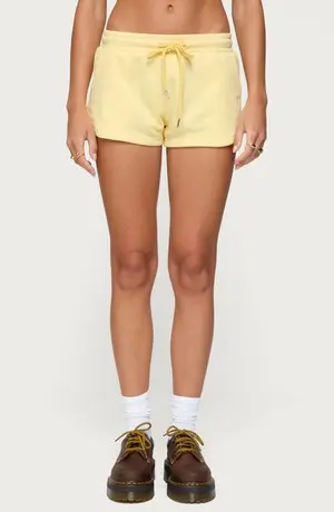 EDIKTED Kordelia Drawstring Sweatshorts - Yellow