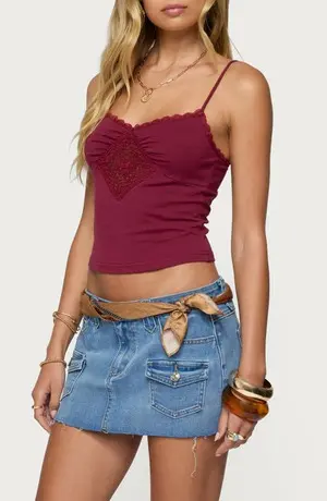 EDIKTED Embroidered Lace Trim Camisole