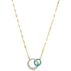Lana Jewelry Turquoise And Diamond Interlocking Disc Pendant Necklace - Yellow Gold