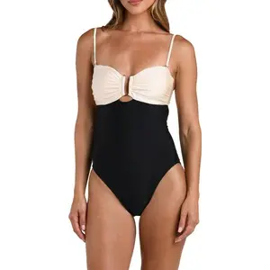 L'Agence Emilia Colorblock Bandeau One-piece Swimsuit - Black