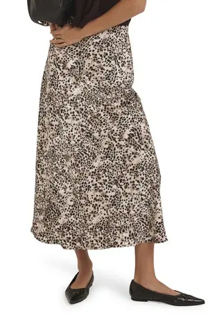 Mint Velvet Animal Print Midi Slip Skirt - Neutral