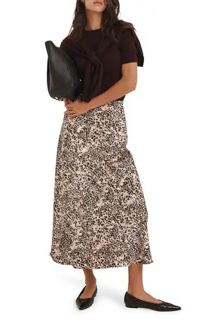 Mint Velvet Animal Print Midi Slip Skirt