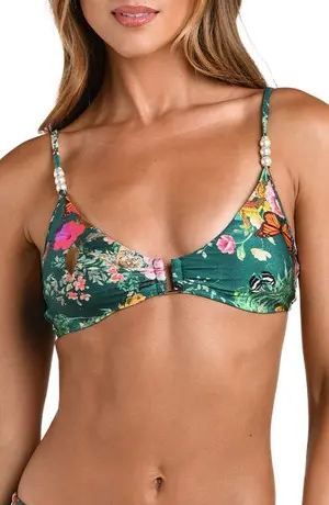 L'Agence L'AGENCE Yazmin Chardona Bikini Top Green Multi