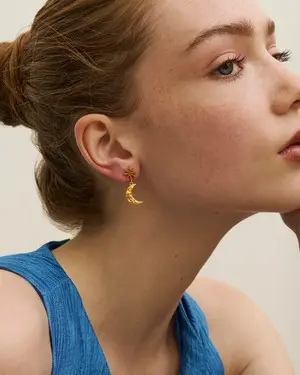 OTTOMAN HANDS Star And Moon Drop Earrings