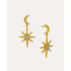 OTTOMAN HANDS Moonstone Celestial Drop Earrings - Gold