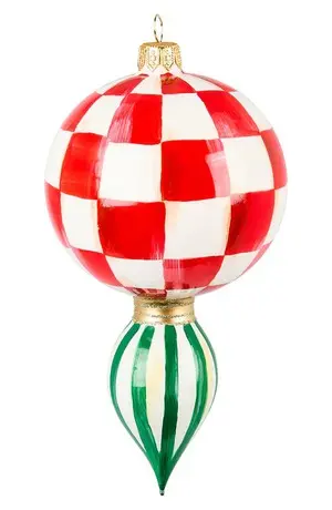 MACKENZIE-CHILDS Check It Out Drop Glass Ornament - Red