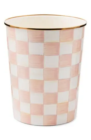 MACKENZIE-CHILDS Check Waste Bin - Rosy