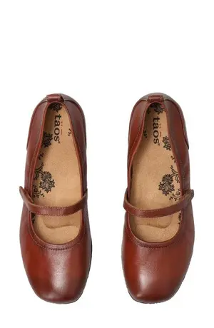 TAOS Babble Leather Mary Jane Flat - Cognac
