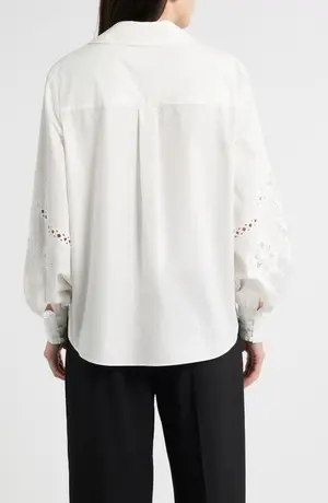 Kobi Halperin Calla Lace Accent Button-up Shirt