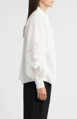 Kobi Halperin Calla Lace Accent Button-up Shirt