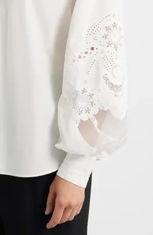 Kobi Halperin Calla Lace Accent Button-up Shirt