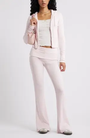 Bp. Cozy Flare Rib Pants - Pink Primrose