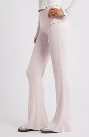 Bp. Cozy Flare Rib Pants - Pink Primrose