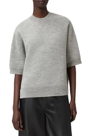 ALLSAINTS Nika Elbow Sleeve Wool Sweatshirt - Grey Marl